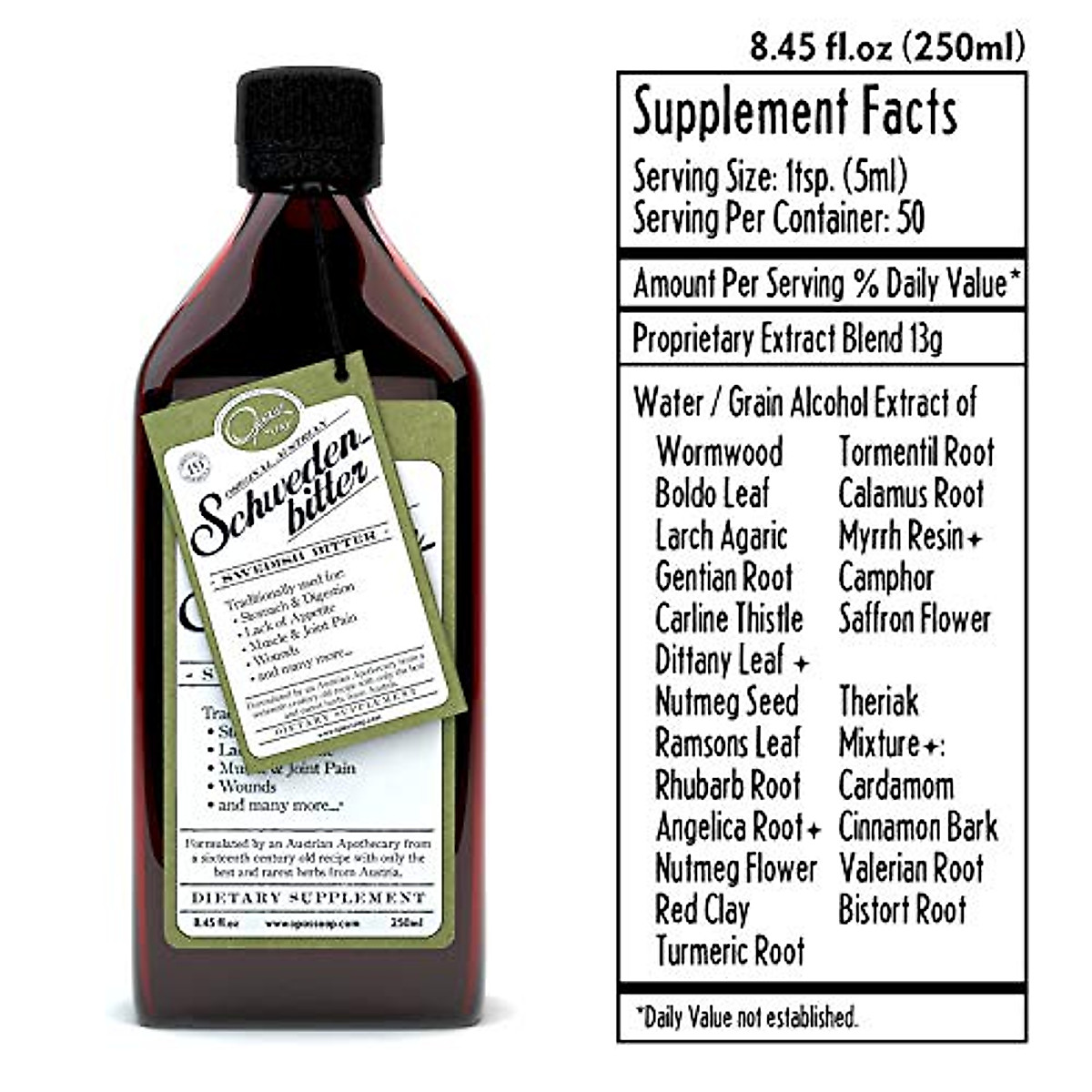 Original Austrian Swedish Bitters Extract (Schwedenbitter) (8.45 fl.oz)