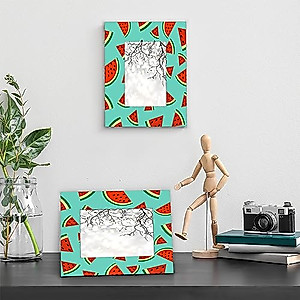POFATO Watermelon Black Cat 4x6 Picture Frame Wood Photo Frame for Tabletop Display Wall Mount Picture Frame Display 4x 6 Inch Photo Wall Decor Home Gift Frames