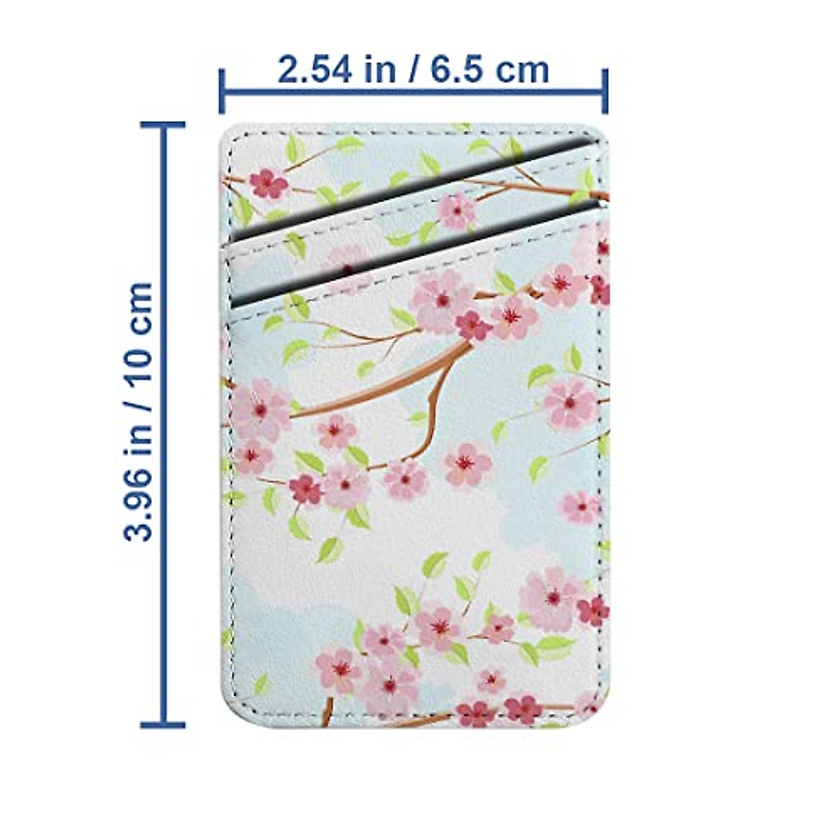 Diascia Pack of 2 - Cellphone Stick on Leather Cardholder ( Lovely Blossom Cherry Texture Pattern Pattern ) ID Credit Card Pouch Wallet Pocket Sleeve
