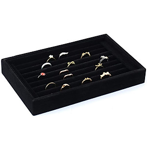 Foraineam 4 Pack Velvet 7 Slots Ring Earrings Showcase Trays Holder Drawer Insert Jewelry Display Organizer