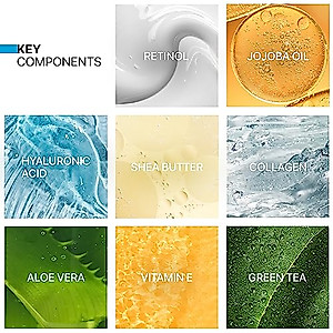 Face Moisturizer Retinol Cream - Men and Women Anti-Aging Day & Night Neck Décolleté with Retinol, Collagen Hyaluronic Acid Hydrating Wrinkle Repair Safe for All Skin Types