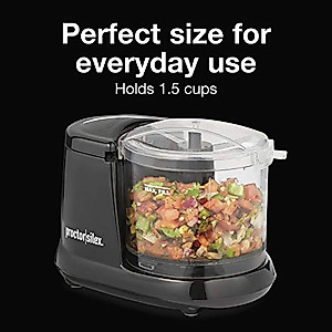 Proctor Silex Durable Electric Vegetable Chopper & Mini Food Processor for Chopping, Puree & Emulsify, 1.5 Cup, Black