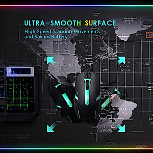 31.5"X12" Large Gaming Mouse Pad for Desk, RGB Mouse Pad with 11 Lighting Modes, Quality World Map Mouse Pad with Durable Strip Lighting, Waterproof LED Mouse Pad with Non-Slip Rubber Base