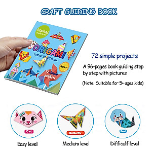 hapray Origami Kit 144 sheets Origami Paper for Kids 72 Patterns with Craft Guiding Book