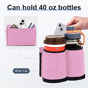 Luggage Cup Holder for Suitcases Free Hands, Travel Accessories, Luggage Cup Caddy Gifts, Beverage Holder, Universal Luggage Accessories for Flight Attendants, Business Travelers, Pink