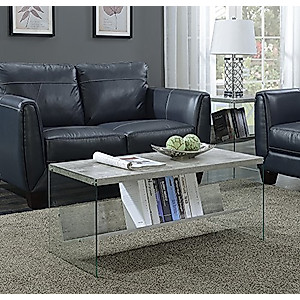 Convenience Concepts SoHo Coffee Table, Faux Birch / Glass