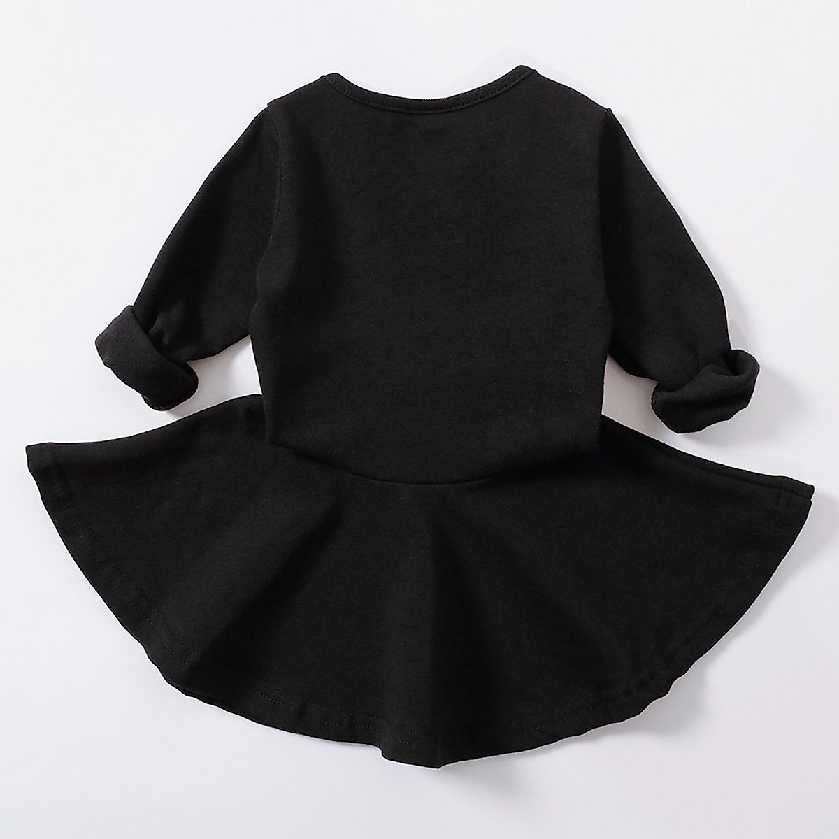 Infant Toddler Baby Girls Dress Pink Ruffle Long Sleeves Cotton (6-9m, Black)