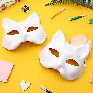NUOBESTY 10 Pcs White Face Paper Masks Blank Mask for Decorating DIY Painting Masquerade Cosplay Party (Cat Style)