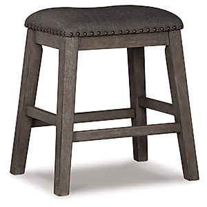 Signature Design by Ashley Caitbrook Rustic 24.4" Counter Height Upholstered Barstool, 2 Count, Gray