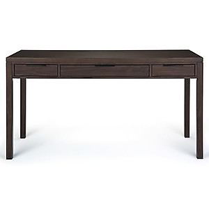 SIMPLIHOME Hollander SOLID WOOD 60 inch Wide Home Office Desk, Writing Table, Workstation, Study Table Furniture in Warm Walnut Brown with 2 Drawers