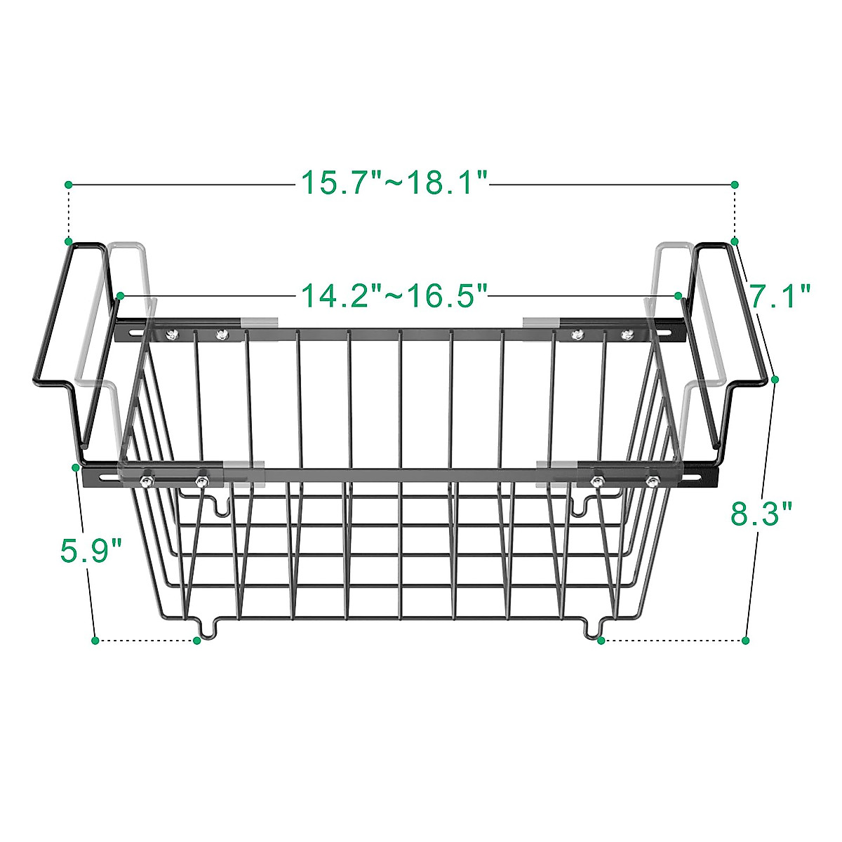 iSPECLE Freezer Organizer Bins - Fit 7 Cu.Ft Chest Freezer, Expand from 15.8" to 18.1" (L) Deep Freezer Organizer Bins, 2 Pack Small Hanging Freezer Baskets for Chest Freezer, Black