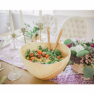 Kasih Co-op Large Suar Wood Salad Bowl Made of One Solid Wood 12" x 10" x 7"