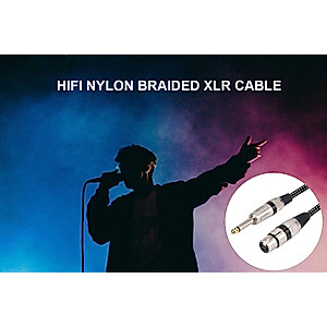 KINXIYU XLR Female to 1/4 Inch TS Cable 3 FT, Nylong Braided XLR 3 Pin Female to 6.35mm TS Male Unbalanced Interconnect Wire Mic Cord for Dynamic Microphone (Pure Copper Conductors)