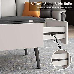 GraceNook Grey Lift Top Coffee Table, Coffee Table Converts to Dining Table, Lift Top Coffee Table with Storage and Drawers for Living Room, Bedroom