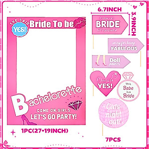 JeVenis Lets Go Party Bachelorette Photo Booth Props Hot Pink Girl Bachelorette Party Supplies for Bachelorette Bridal Shower Party Supplies