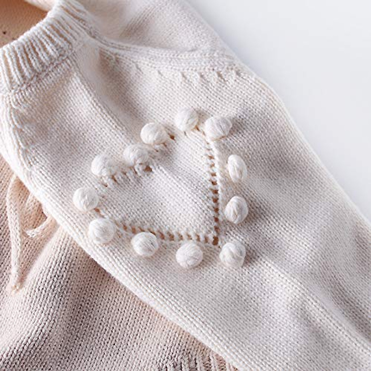 bebeshopdelageyhu Newborn Baby Girl Sweater Romper Ruffle Sleeve Cotton Knitted Bodysuit Fall Winter Outfit Infant Clothes (3-6 Months,A Beige)