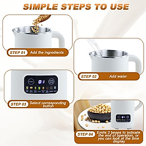 Yabound Nut Milk Maker, Automatic Soy Milk Maker, 20oz Nut Milk Maker Machine with Delay Start Keep Warm Self-Cleaning, Almond Milk Machin for Homemade Plant-Based Milk, Oat, Soy, Yogurt (White)