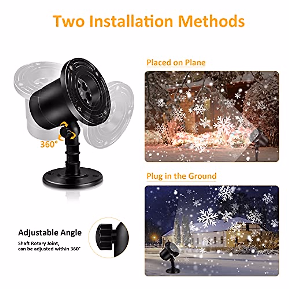 Christmas Snowfall Projector Lights, Upgraded Dynamic Snowflake Projector Lights Indoor, IP65 Waterproof White Snow LED Snowfall Projection Outdoor Lights for Halloween Party Home Garden Decoration