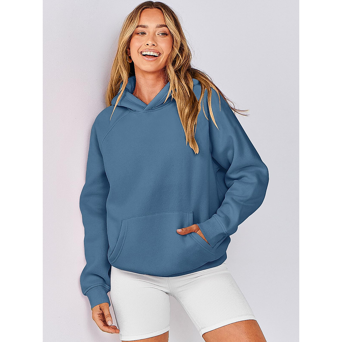 ANRABESS Women Hoodies Oversized Fleece Long Sleeve Comfy Casual Basic Pullover Sweatshirts 2025 Fall Outfits Sweater Deep Blue X-Large
