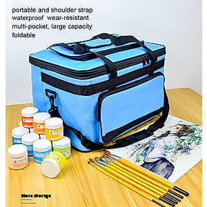 Art Supplies Organizer Bag Art Craft Tool Storage Tote Bag Art Supplies Carrying Bag Case Artist Travel Carrier Bag Waterproof Paint Box Case Foldable For Drawing Sketch Painting Large Capacity
