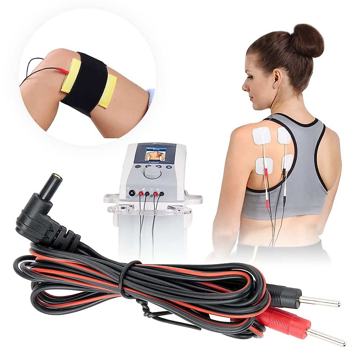 Watris Veiyi 10PCS 2.35mm 1.2m 2‑in‑1 Pin Electrode Wires Cable, Unit Replacement Wires for Unit Physiotherapy Machine