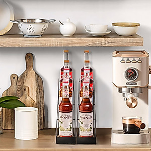 mustry Coffee Syrup Rack for Coffee Bar Accessories, Coffee Syrup Holder Fits with Torani and Monin Syrup, Coffee Bar Organizer Holds 4 Bottles, 2 Pack