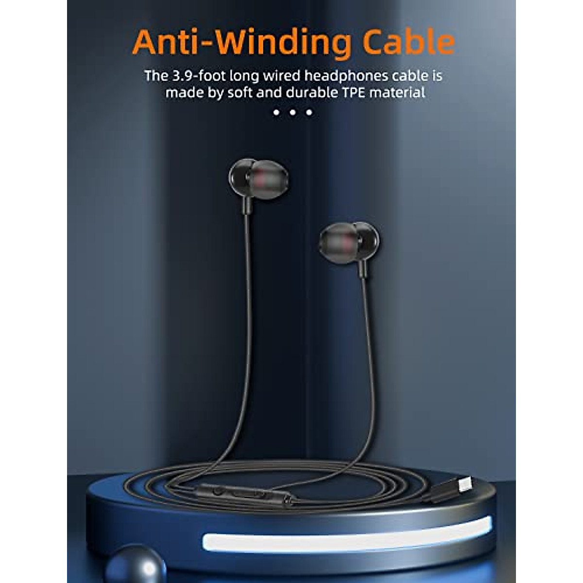 MAS CARNEY TI3 Wired USB Type C Headphones, USB C Earbuds, in-Ear Earphones with Microphone for Samsung S20, Huawei P30 P40, Oppo, Honor, Google Pixel and Other Smartphones with Type-C Interface