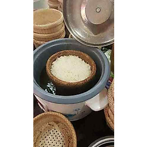 YANEE sticky rice cooker steamer bamboo basket with lid dumpling steam steaming food baskets cooker vegetable dumpling steam use with insert electric rice cooker pot size 6 inch
