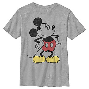 Disney Boy's Classic Vintage Mickey T-Shirt, Athletic Heather, Large