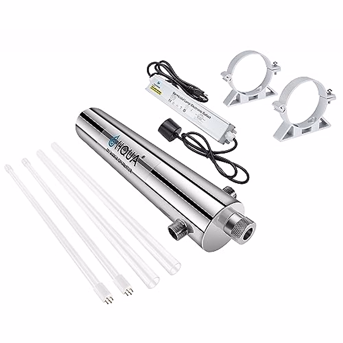 HQUA-TWS-12 Ultraviolet Water Purifier Sterilizer Filter for Whole House Water Purification,12GPM 120V, 1 Extra UV Lamp + 1 Extra Quartz Sleeve