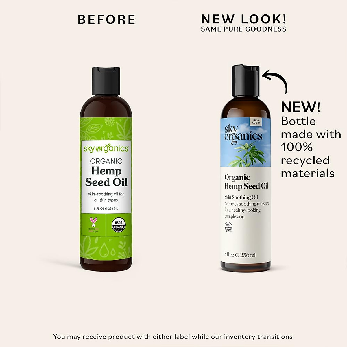 Sky Organics Organic Hemp Seed Oil for Face, 100% Pure & Cold-Pressed USDA Certified Organic to Nourish, Soothe, 8 fl. Oz.