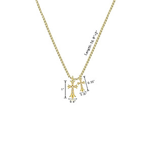 Partm Double Cross Necklace for Women Dainty Cross Pendant Choker 14K Gold Plated Trendy CZ Diamond Cross Charm Necklace Hypoallergenic Delicate Faith Jewelry Religious Gifts for Women