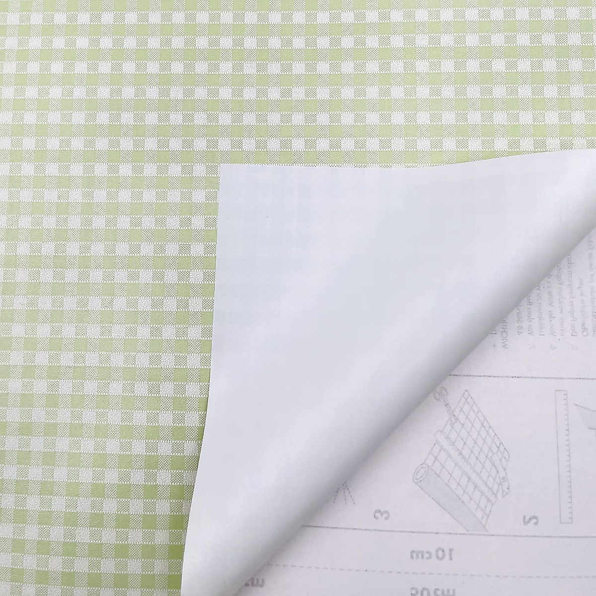 Yifasy 19.7 Feet Roll Green Plaid Shelf Liner Peel and Stick Furniture Shelving Paper Vinyl Wallpaper Cabinet Sticker (M-236.2x17.7 Inch)