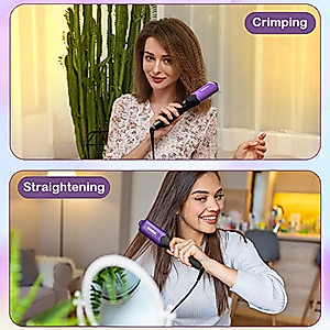 DSHOW 4 in 1 Hair Crimper Hair Waver Hair Straightener Curling Iron with 4 Interchangeable Titanium Ceramic Flat Crimping Irons Plates (Purple)