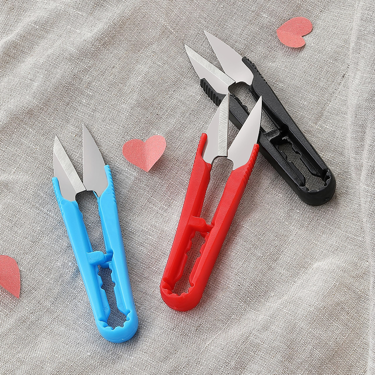 3PCS Sewing Scissors, JJOO Yarn Thread Cutter Mini Small Snips Trimming Nipper, Great for Sewing, DIY Supplies (Blue, Red, Black)