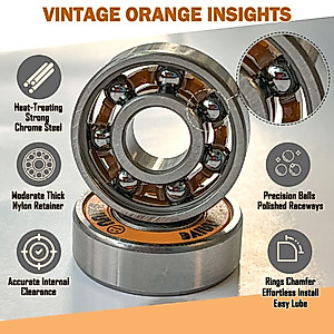 Naivskb Skate Bearings 8mm 16 Pack, Precision 608 Bearings Quad Inline Speed Roller Skate Derby Skateboard Longboard(Vintage Orange)