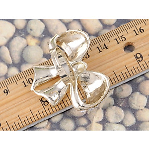 Alilang Golden Tone Shine Clear Crystal Rhinestones Bow Knot Statement Adjustable Ring
