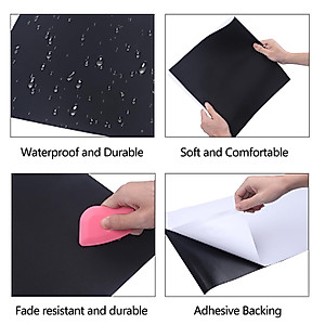 Frddiud Laserable Leather Sheets, 12" x 24"Laserable Leatherette Patch with Adhesive Backing, CO2 Laser Engraving Supplies, Faux Leather for Crafting Tools, Wallets (Black/Silver/Adhesive Backing)