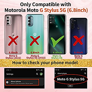 Shorogyt for Moto G Stylus 5G 2021 Heart Case Cute Aesthetic Love Hearts Pattern Girls Women Girly Black Gold Luxury Design Phone Cases Cover+Screen+Chain for Motorola G Stylus 5G 2021 6.8 Inch