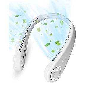 Neck Fan, Portable Bladeless Personal Fans Rechargeable , Small Hands Free Hanging Cooling USB Fan, 3 speeds wind, Free Adjustment Width, Wearable for Weeding Camping Sports Travel Outdoor. (white)