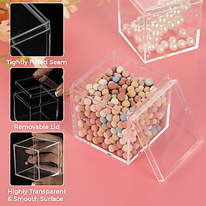 40 Pcs Clear Acrylic Boxes, Small Clear Boxes with Lids, 2.2 x 2.2 x 2.2 in Plastic Square Cube, Square Display Box, Clear Container Boxes for Candy Pill Earring Jewelry Tiny Beads