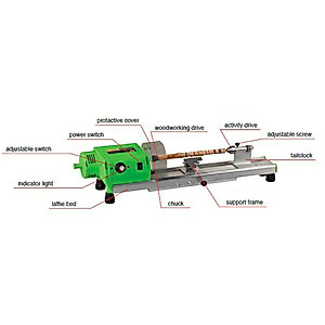 Onetuon Mini Wood Lathe Benchtop MICRO Woodturning Lathe Grinding Polishing Beads Drill Rotary Tool Set Variable Speed (Standard)