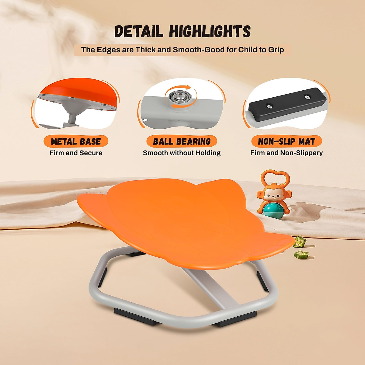 Sensory Spinning Chair, Spinning Chair for Autistic Kids Body Coordination Training, Elephant Shape Non Slip Sensory Toys 360° Spinning Swivel Chair Improving Toddler's Physical Fitness