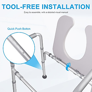 Hotodeal Toilet Seat Risers for Seniors, Heavy Duty Raised Toilet Seat with Handles - 300lb Capacity, Height Adjustable Legs, Bathroom Assist Frame for Elderly, Pregnant, Handicap