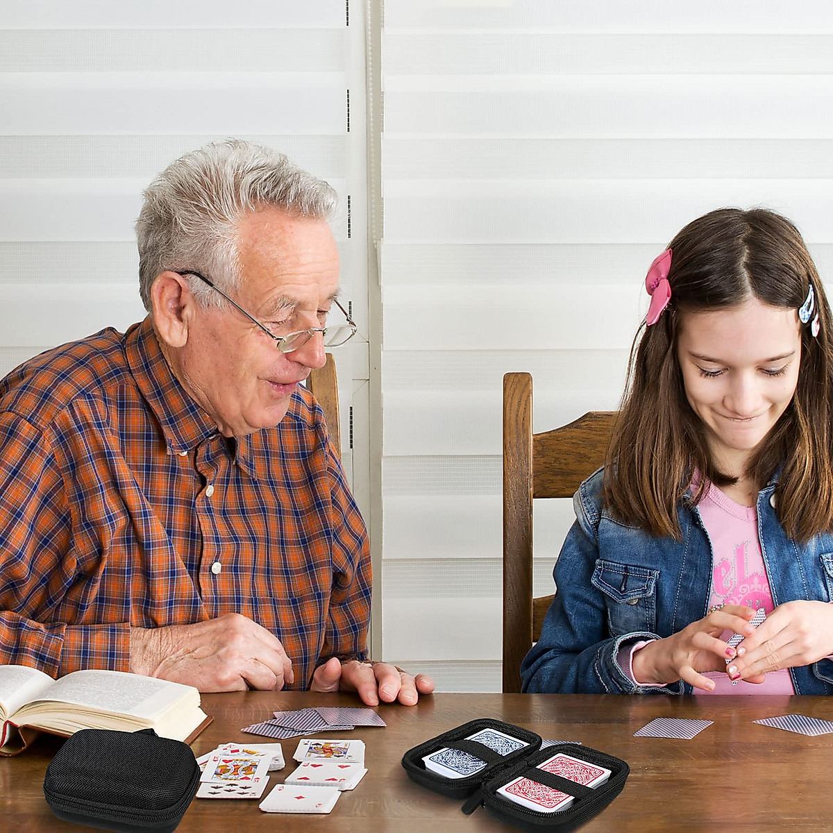 Sanwuta 2 Pcs Playing Card Case EVA Hard Travel Carrying Case for Classic Card Playing Card Box (Not Including Cards)(Small,Black)