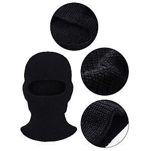 2 Pieces 1 Hole Ski Mask Knitted Face Cover Winter Balaclava Full Face Mask for Men Women Winter Outdoor Sports Black