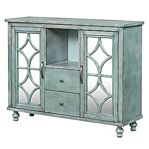 Buffet Cabinet with Storage, Storage Sideboard with 2 Glass Doors and 2 Drawer, Kitchen Console Table with Open Shelves and Storage Compartment, Accent Cabinet for Dining Room, Living Room, Bedroom