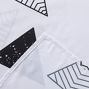 KFZ Twin Triangle Sheet Set –Triangle White Black Bedding Comforters & Sets- 4 Pieces with 1 Fitted Sheet, 1 Flat Sheet and 2 Pillowcase –Bed Sheets for Bed Frame (Top Triangle, White, Twin)