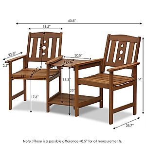 Furinno FG17488 Tioman Outdoor Hardwood Patio Furniture Jack and Jill Chair Set in Teak Oil, Natural