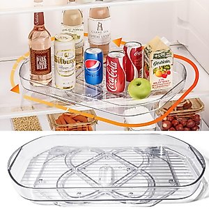 VERYMODEL Rectangular Lazy Susan Turntable Organizer for Refrigerator, 15.76" Clear Lazy Susan for Fridge, Cabinet, Table and Pantry, Countertop Storage and Organization